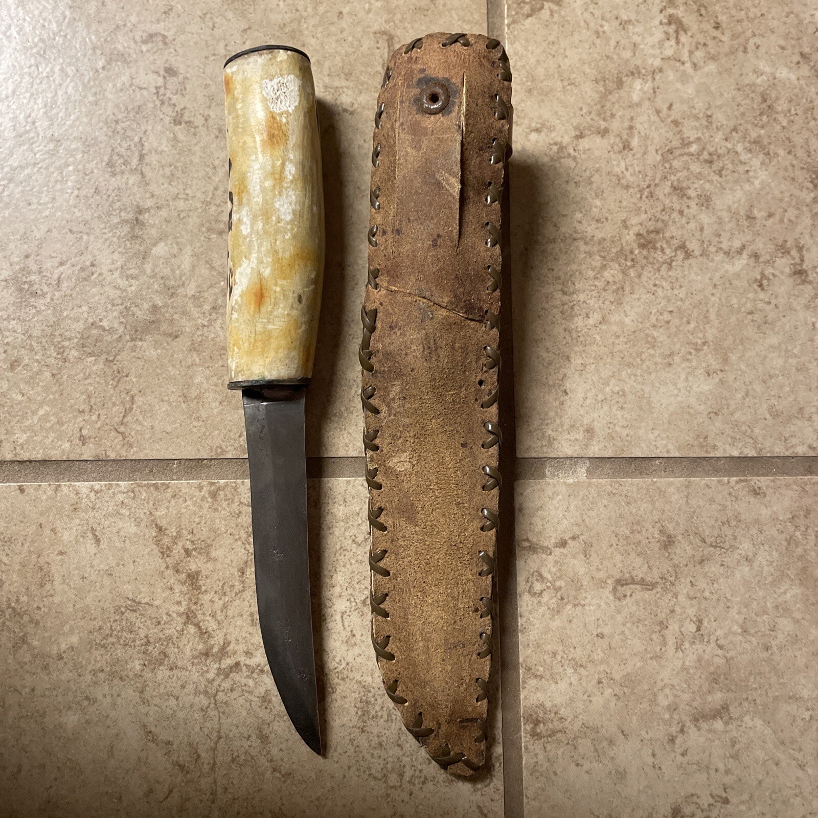 VINTAGE CUSTOM FIXED BLADE STAG HANDLE HUNTER SURVIVAL CAMPING KNIFE | eBay