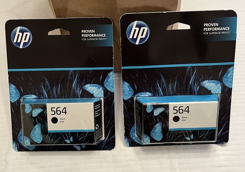 HP Genuine Printer Ink Cartridges 564 Black 1/2025 NEW Lot of 2 ...