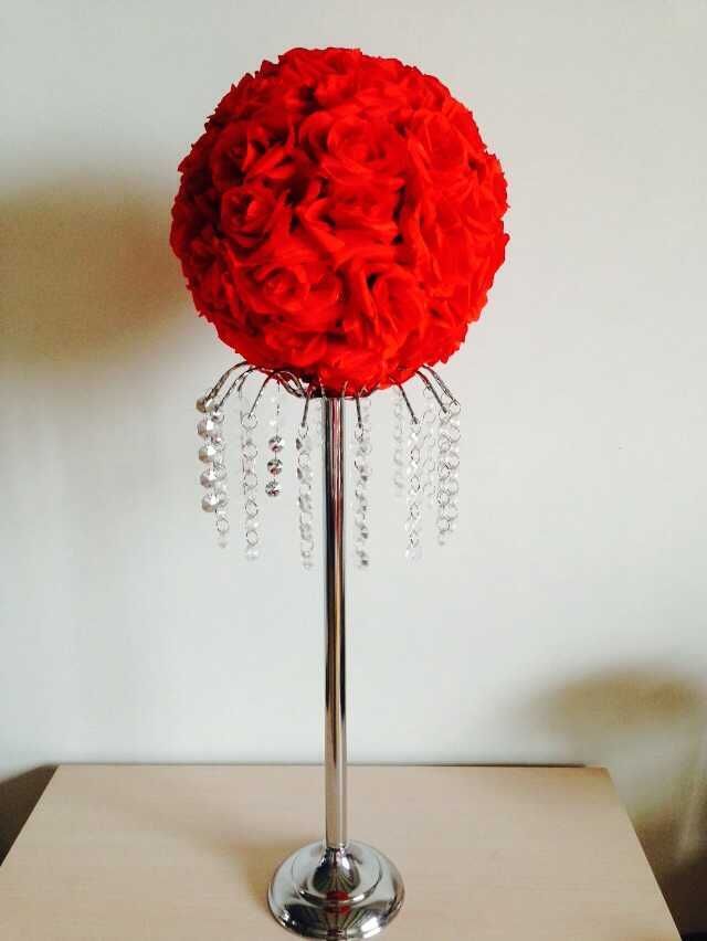 Red Rose Flower Ball Pomander Wedding decoratin Ball Kissing Ball 16 ...