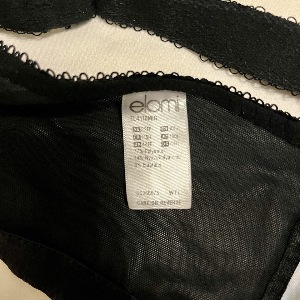 Elomi Morgan Stretch Banded Bra EL4110 UK 44FF / US 44H black midnight ...