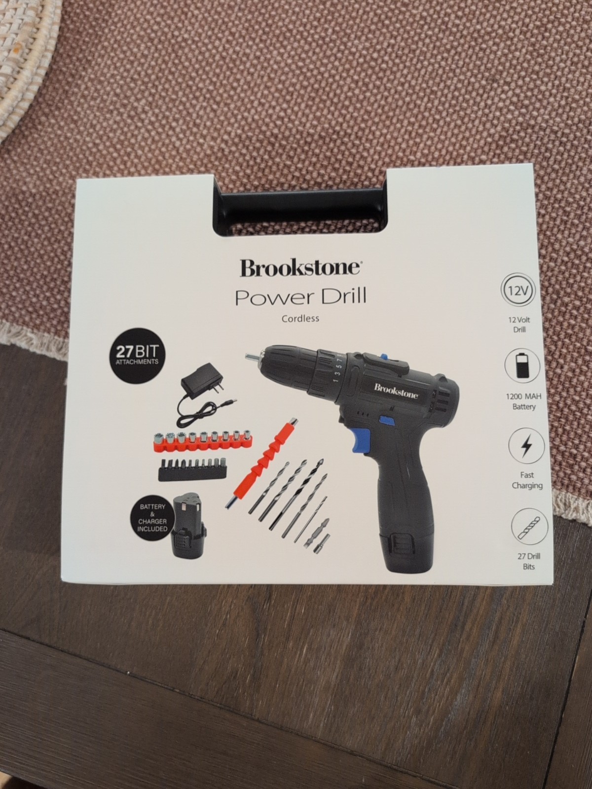 Brookstone Cordless Power Drill - 27 Bit Attachments - 12 Volt Heavy ...