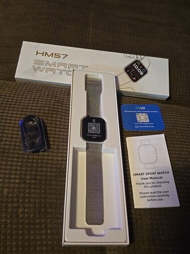 HM57 Smart Watch With Charging Cord, Sliver Band | eBay