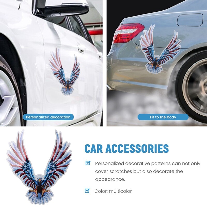 Car Decal Flying Hawk Auto Truck USA Eagle PET Flag Sticker Hood Decals ...