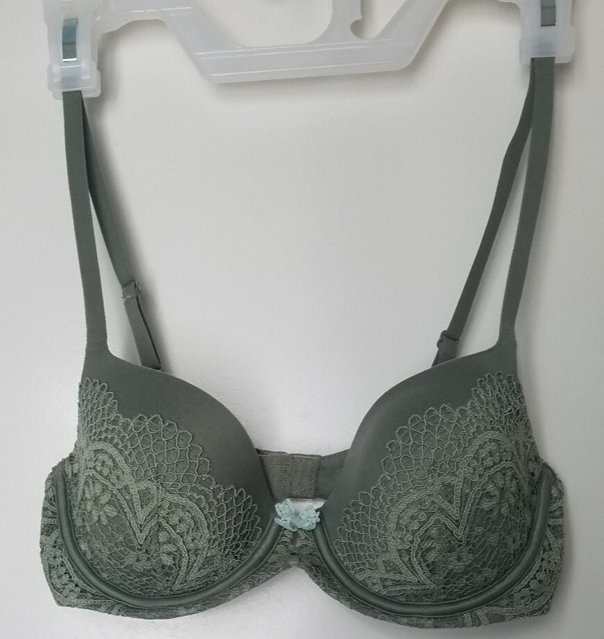 Victoria's Secret Olive Green Lace Bra Size 32D - Gem