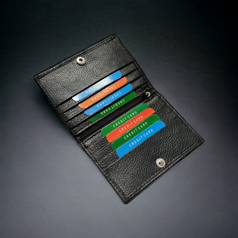 Slim Thin Mens Genuine Leather Bifold ID Window Wallet Credit Card ...