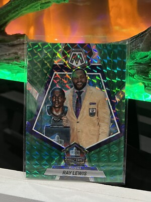 Ray Lewis 2023 Panini Mosaic Hall Of Fame Green Prizm Baltimore Ravens ...