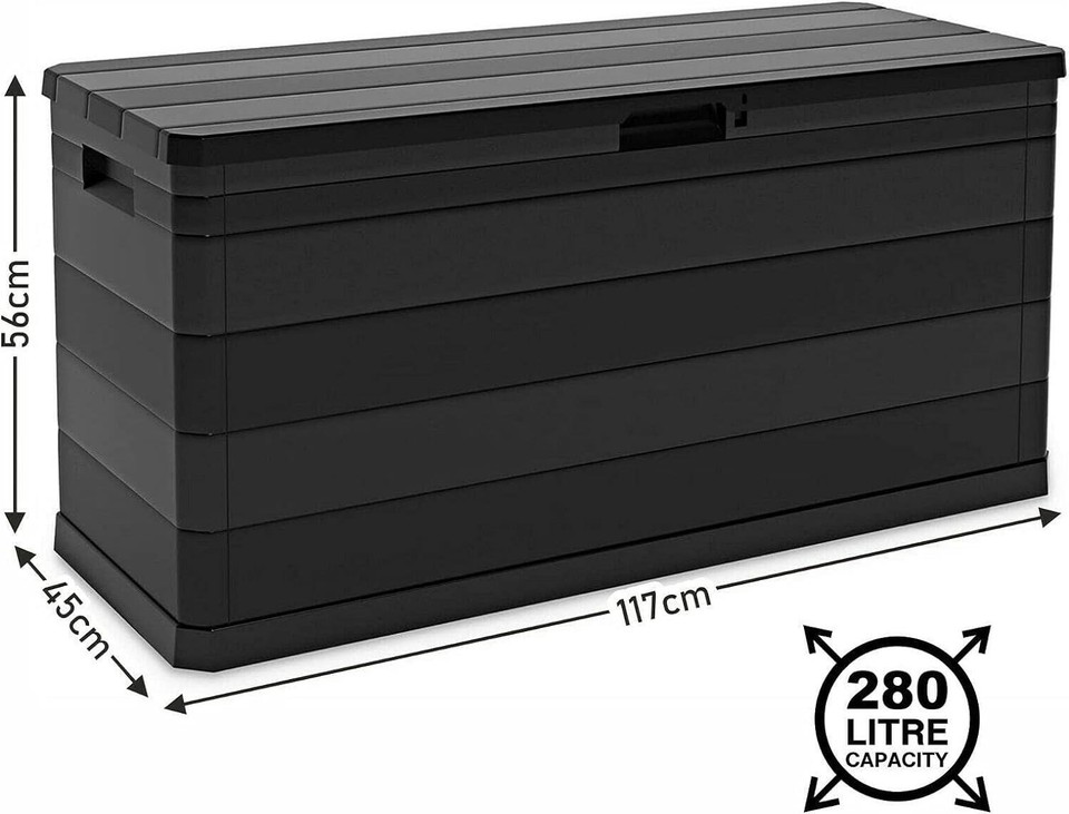 Toomax Multibox Elegance 280L Anthracite Garden Furniture Storage Box ...