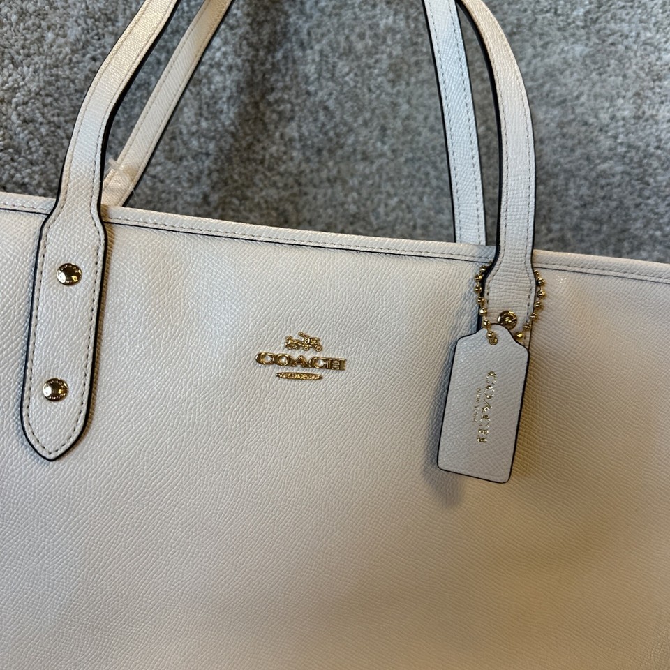 Coach F58846 Women's Crossgrain Leather City Zip Tote White .NEW WITH ...