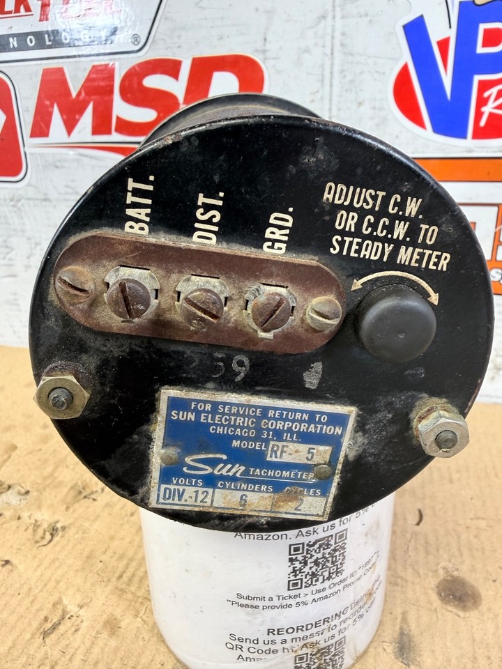 VINTAGE SUN FZ-88N TACH TACHOMETER 8000 RPM GASSER FORD CHEVY DODGE ...