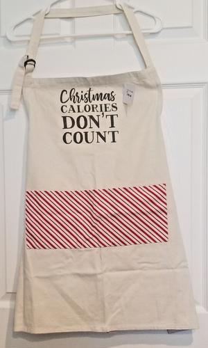 Nordstrom Rack Women's Ivory & Red Twill Apron "Christmas Calories Don ...
