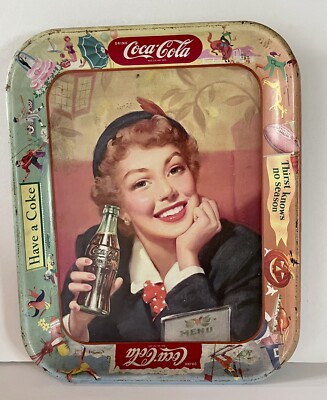 1950's COCA COLA SERVING TRAY ORIGINAL THIRST KNOWS NO SEASON COKE ...