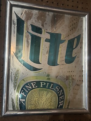 Miller Lite Beer Mirror Sign 1992 Man Cave Decor A Fine Pilsner Vintage ...