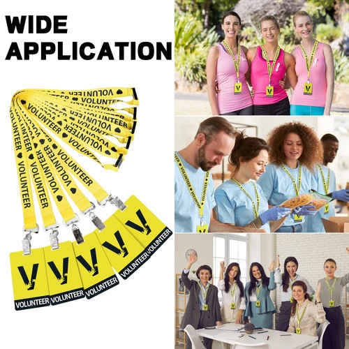 25 Pack Volunteer Lanyard with PVC Plastic Card Pass Volunteer Badges ...