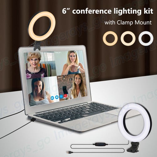 Video Conference Lighting Kit Clip on 6 inch LED Ring Light for Laptop ...