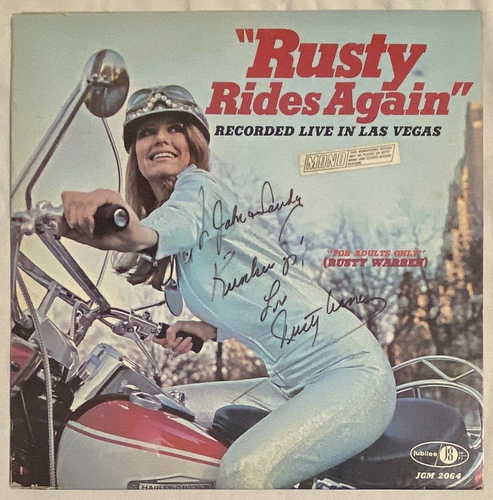 RUSTY WARREN Rare SIGNED Cheesecake Cover BIKER Sexy HARLEY DAVIDSON ...