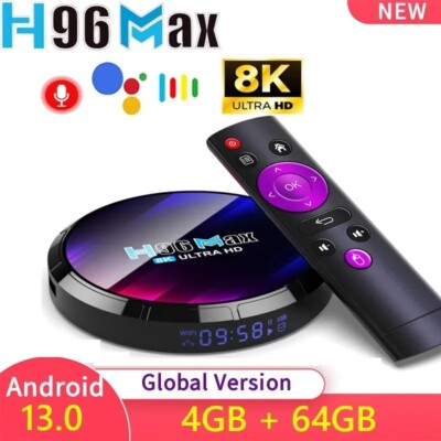 H96 Max 8K RK3528 4GB+64GB UK Plug Ultra HD Smart TV Box Android 13.0 ...