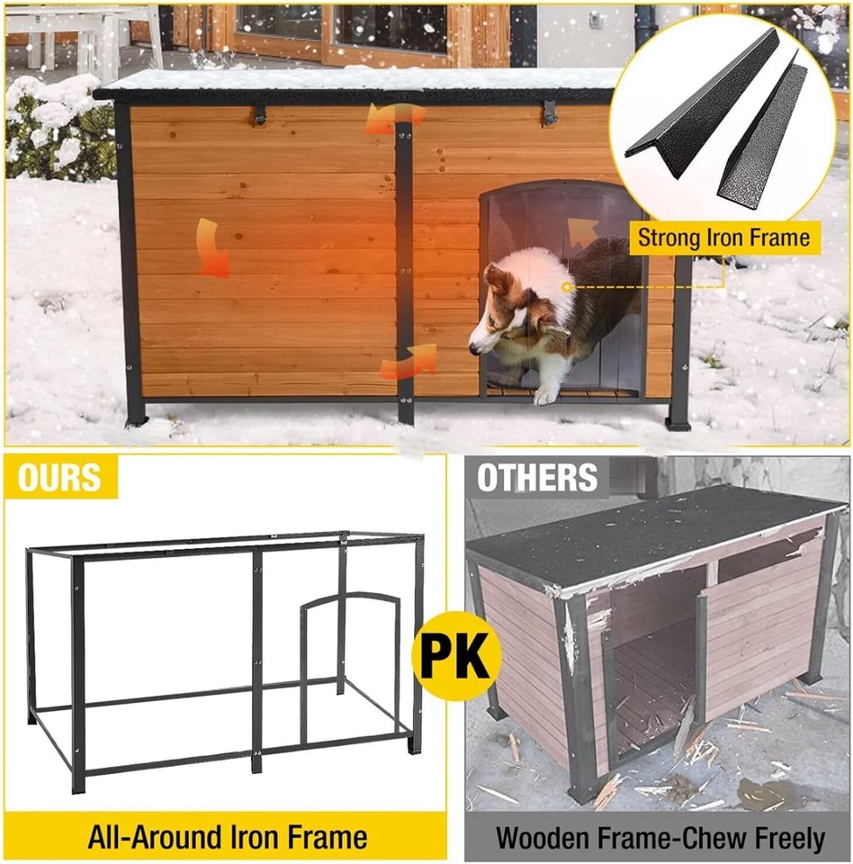 Aivituvin Outdoor Dog House 59" Extra Large Insulated Heated Dog Cage ...