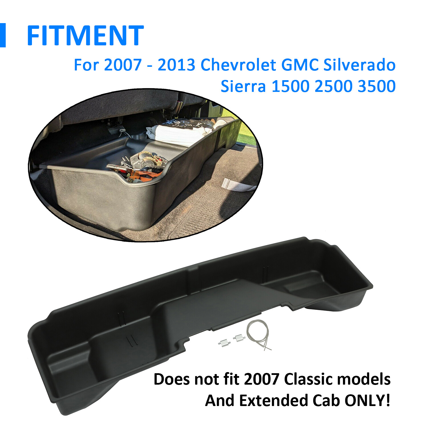 2007-2013 Chevy GMC Silverado Sierra Extended Cab Underseat Storage Box ...