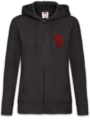 Raised Fist Damen Zipper Hoodie rote Faust Sozialismus Kommunismus ...