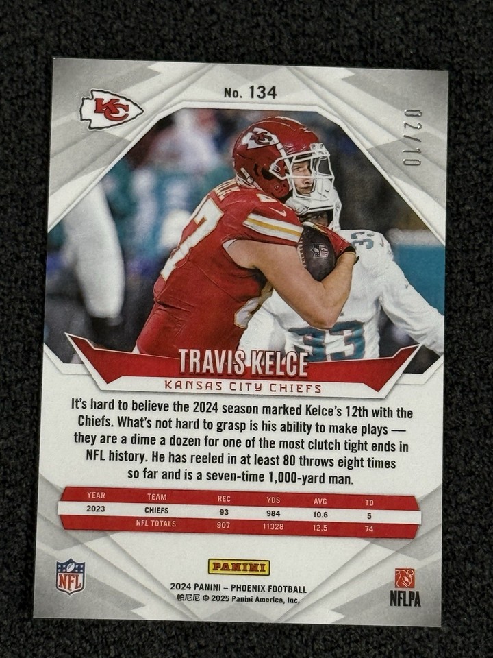2024 Panini Phoenix Travis Kelce GOLD 02/10 Kansas City Chiefs TE ...