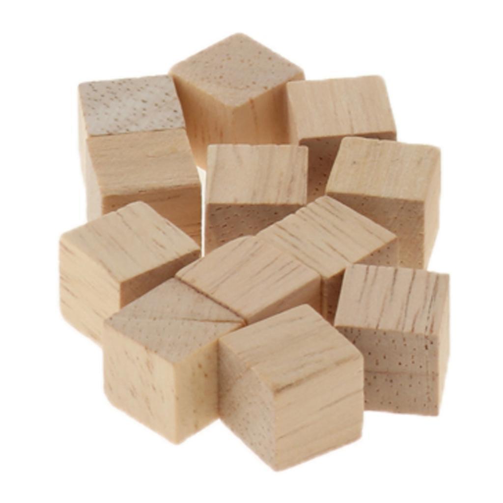 100x Wooden Square Solid Blocks Educational Toy Puzzle Making Crafts ...
