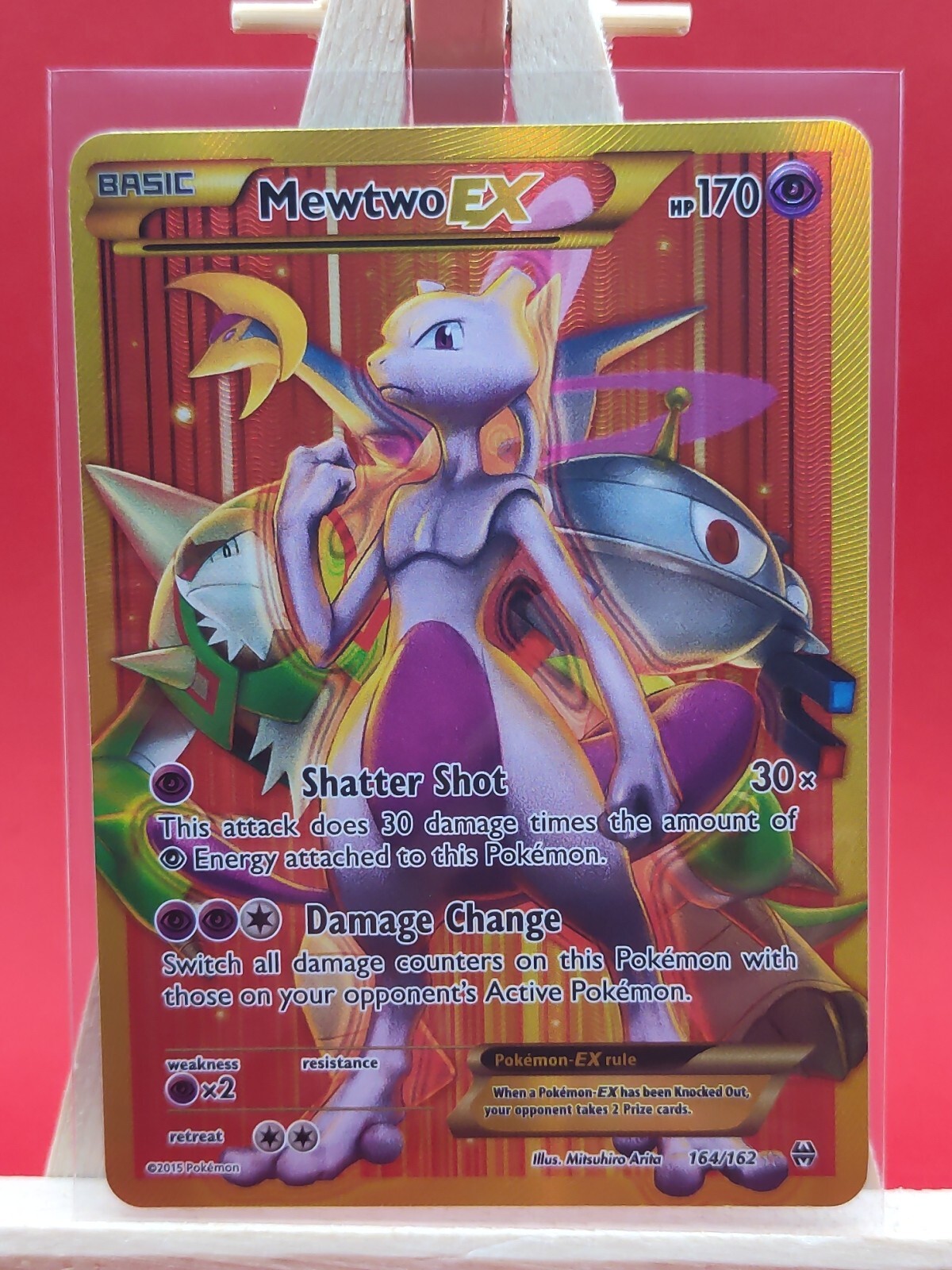 Mewtwo EX 164/162 Breakthrough Full Art Secret Rare Gold Border Pokemon ...