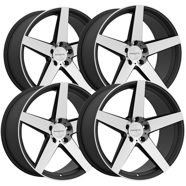 (Set of 4) Ravetti M13 20x8.5 5x108 +38mm Black/Machined Wheels Rims 20 ...