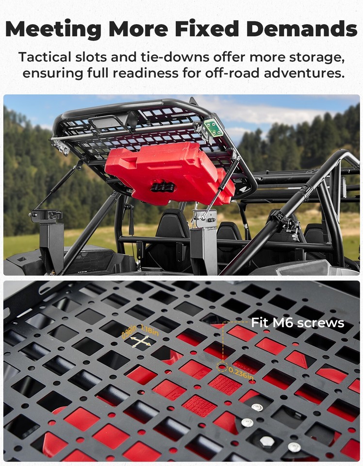 Rear Cargo Rack Pivoting Tire Rack For Polaris RZR XP 1000 / XP 4 1000 ...