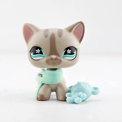 Pet Shop lps Pet Cat 468,lps Gray Cat with Blue Flower Eyes with lps ...