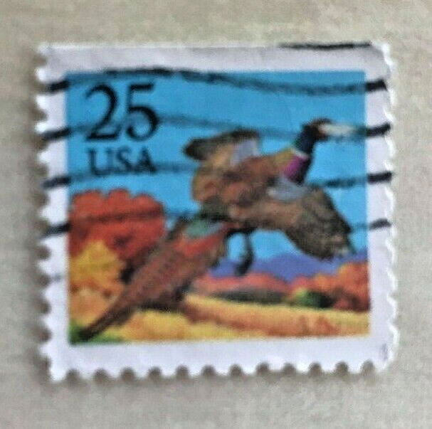SCOTT #2283 & 2283b USED NORMAL & MISSING RED COLOR PHEASANT BOOKLET ...