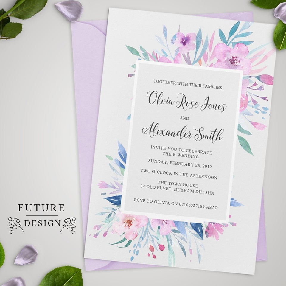 Personalised Wedding Day / Evening Invitations with Envelopes (W1 ...