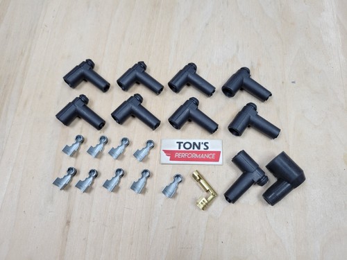 90* Rubber Spark Plug Boot Kit Steel Ends Coil Wire HEI side only 7mm ...