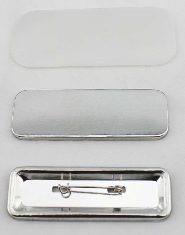 Rectangule 25*70mm Metal Pin Back Button Trim Parts for Badge 100 Sets ...