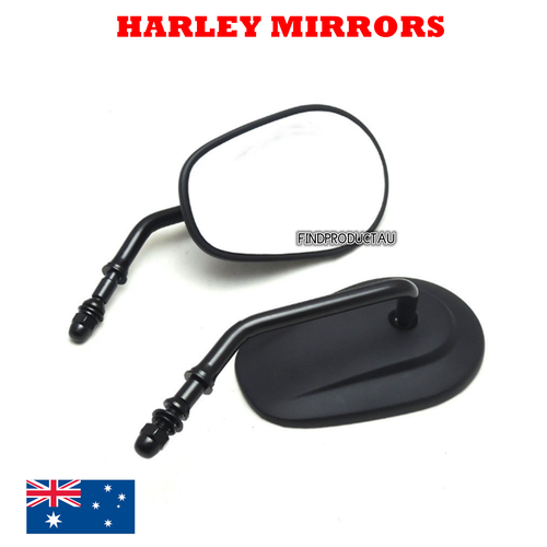 Matt Black Motorcycle 8mm Mirrors Harley Dyna Softail Sportster ...