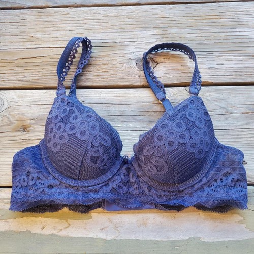 32AA Aerie Blue Plunge Push Up Underwire Bra | eBay