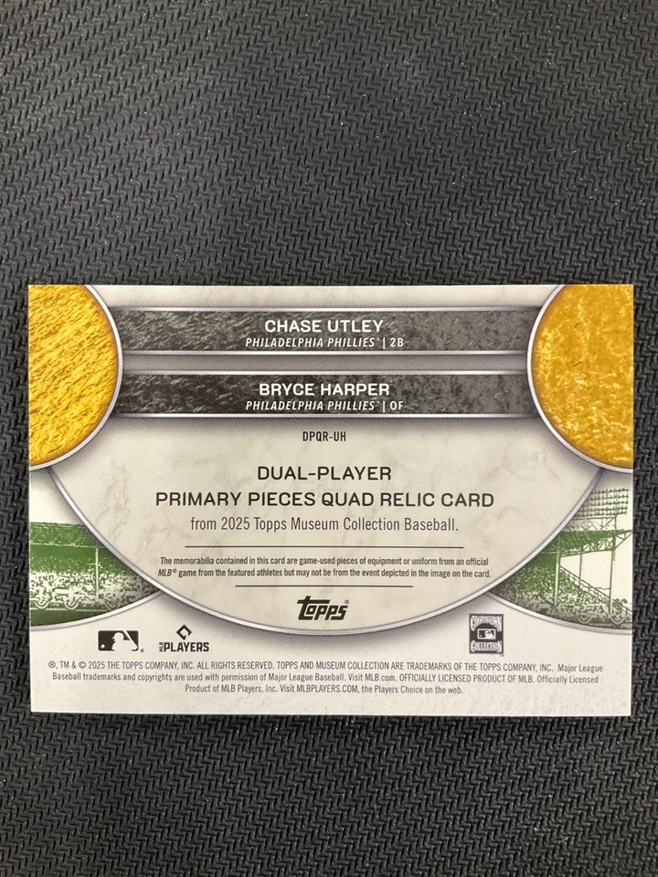 2025 Topps Museum Collection Chase Utley, Bryce Harper Quad Relic /49 ...