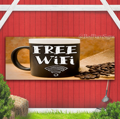 Free Wifi (Coffee) Indoor Outdoor Banner Sign with grommets | eBay