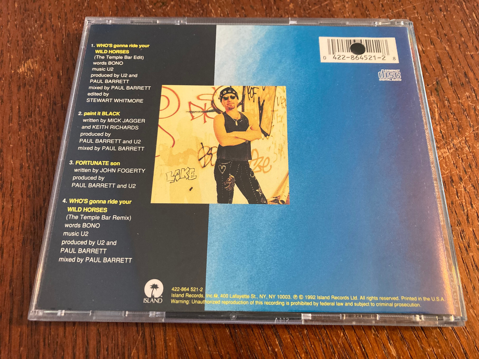 U2 'Who's Gonna Ride Your Wild Horses' 1992 US 4-Track CD Maxi-Single ...