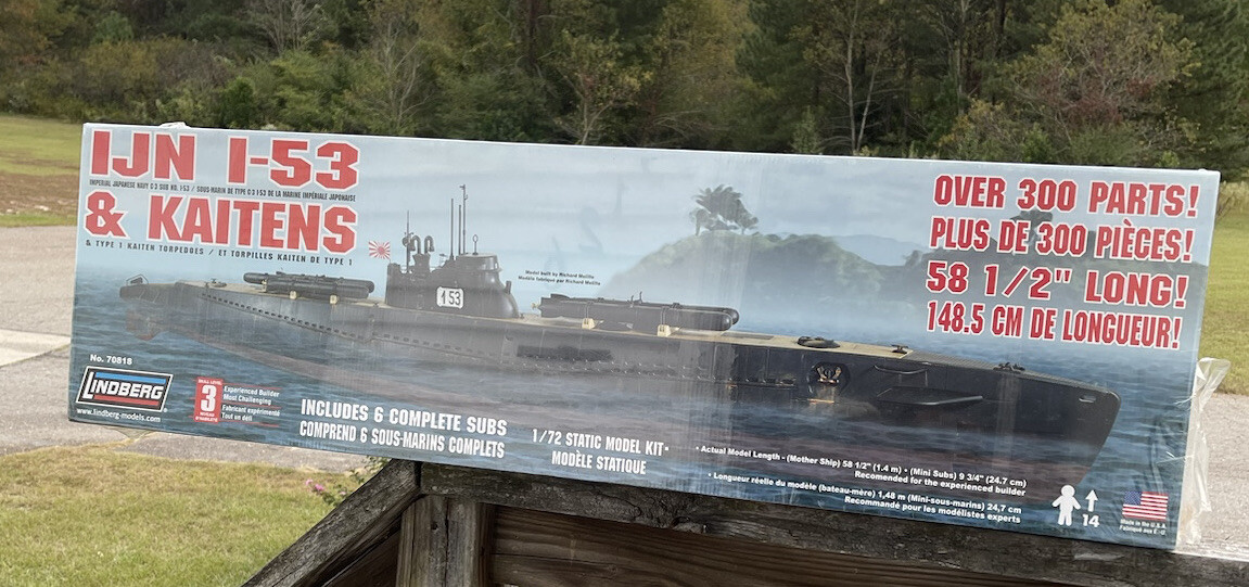 Lindberg IJN I-53 1:72 Submarine with Kaiten Torpedoes Plastic Model ...