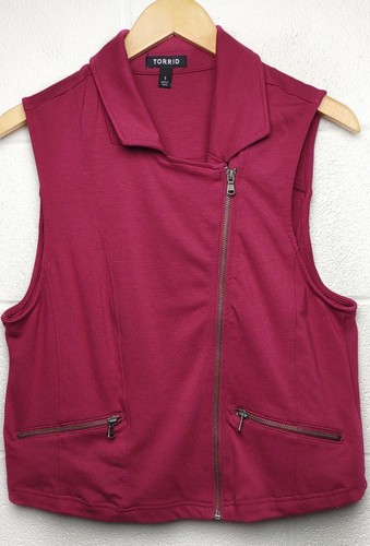 Torrid Women's 14/16 1X Moto Vest Beet Red Pink Cropped Plus | eBay