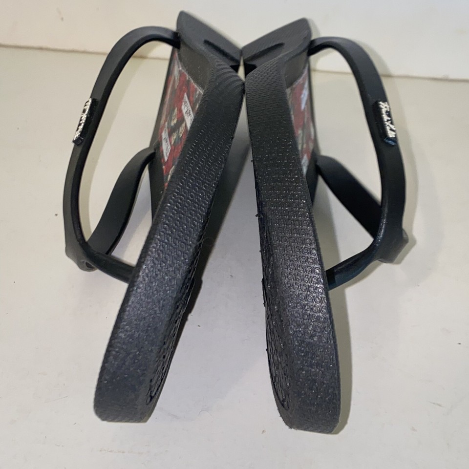 Frida Kahlo Flip Flop Sandals Black with Red Roses Women's Size 9 Model ...