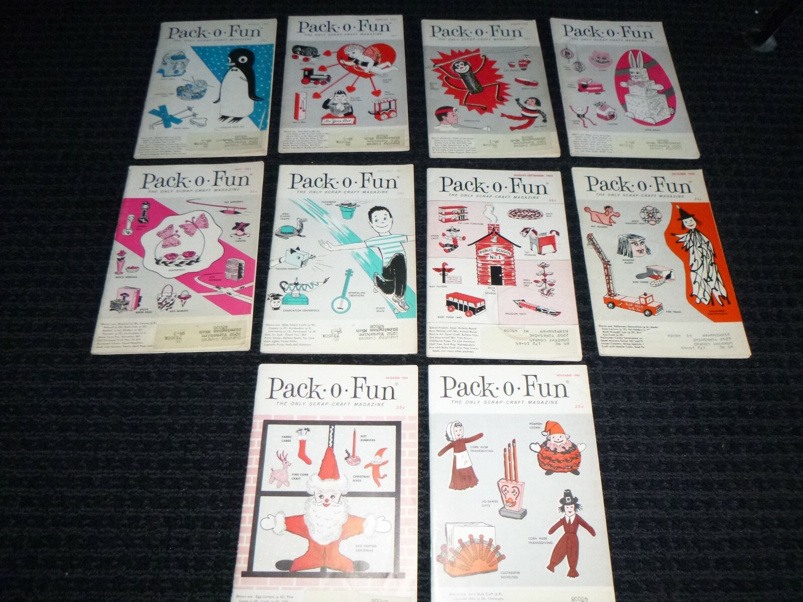 10 Vtg 1964-65 pack O Fun Craft Booklets Kids Crafting Halloween ...