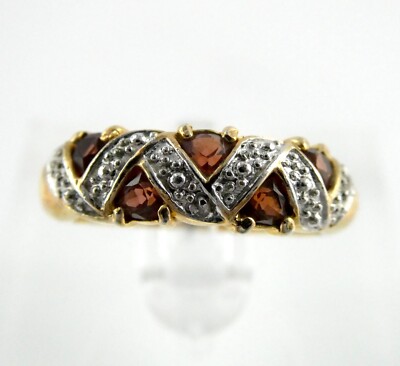 Gold Tone Metal Faux Garnet Studded Band Ring Size 7.5 Weighs 2.7g | eBay