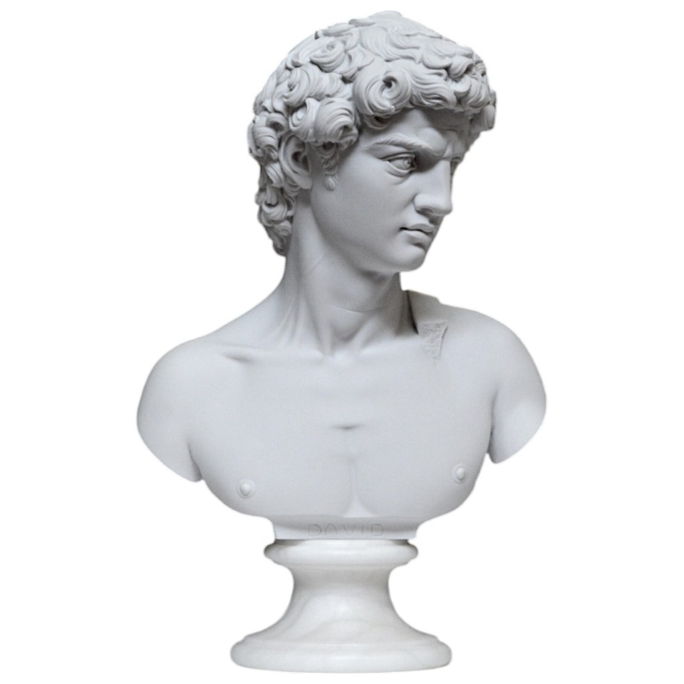 David Bust By Michelangelo Marble Sculpture With Alabaster Base H 35Cm ...