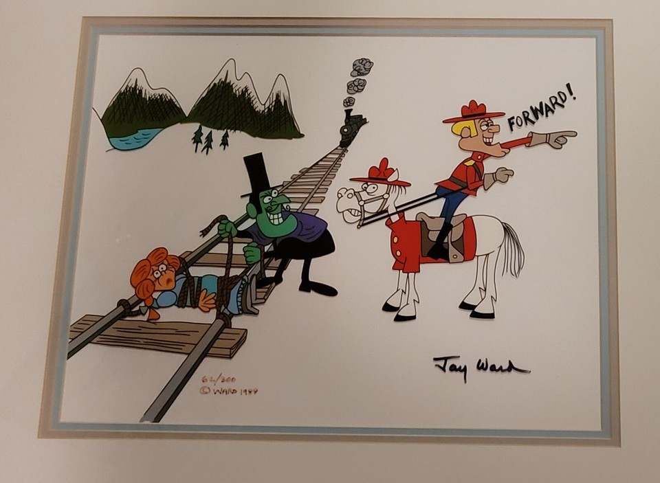 JAY WARD SIGNED ANIMATION ART CEL NELL ON TRACKS RARE ROCKY ...
