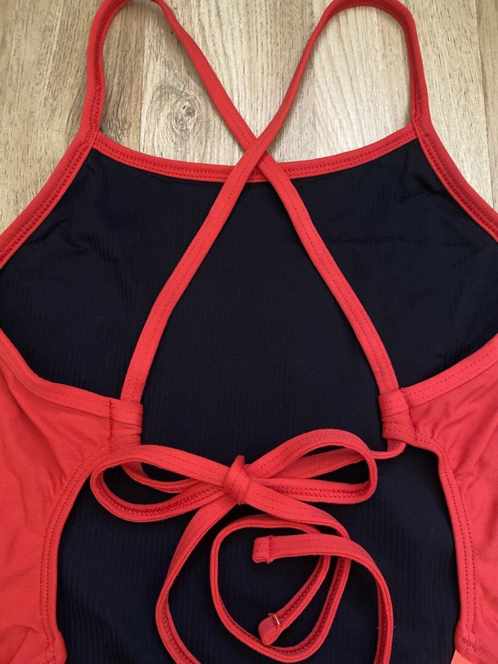 JOLYN 28 Gavin Contrast Red Tie Back Solid One Piece Swimsuit LN | eBay