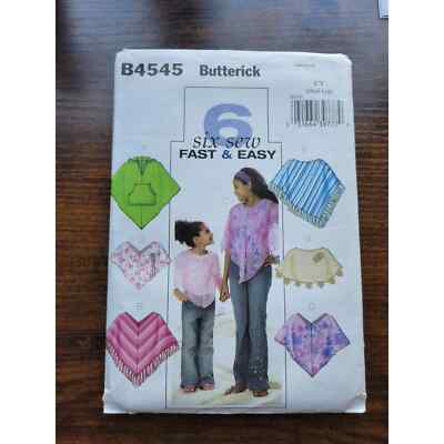 Vintage Butterick B4545 Pattern - Child's Poncho - Size Med-Large | eBay