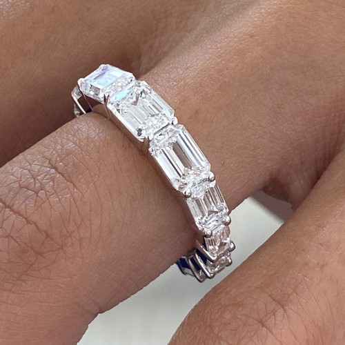 Emerald Lab-Created Diamond Eternity Ring 3.68ct E/VS1 14K White Gold | eBay