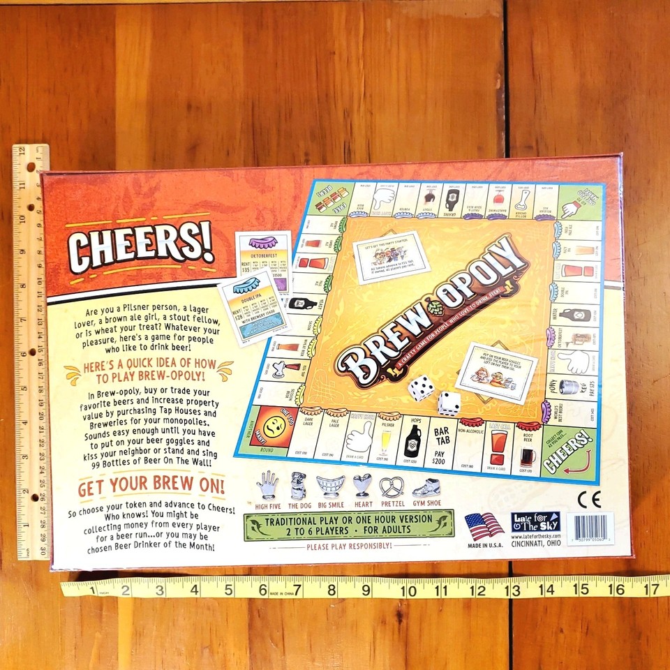 NEW Brew-Opoly 2-6 Monopoly Style Adult Board Game BrewOpoly Beer ...