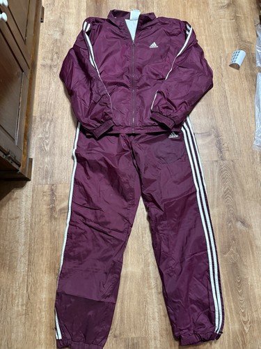 Vintage 90s Adidas Full Body Track Suit Burgundy Red Mens Size Medium ...